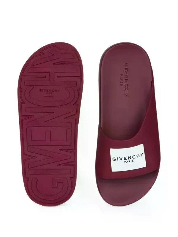 Givenchy Label Slide Mules In Rubber - Red