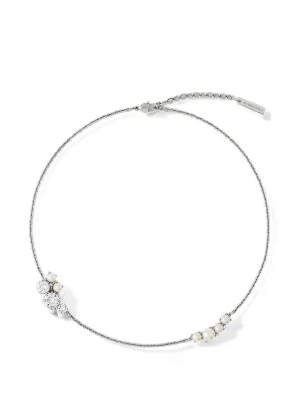 Givenchy Crystal Pearl Short Necklace In Metal, Crystals And Pearls - Silver