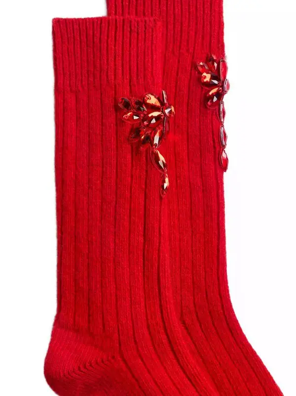 Simone Rocha Embellished Ribbed Socks