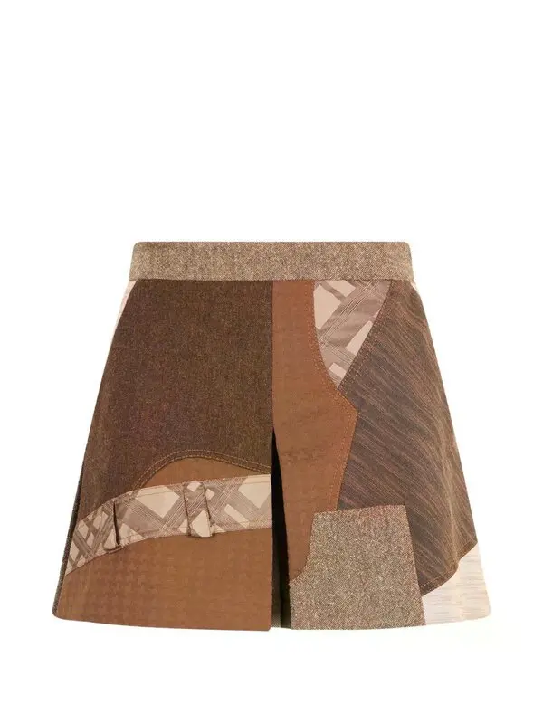 Moschino Patchwork High-waisted Shorts - Brown