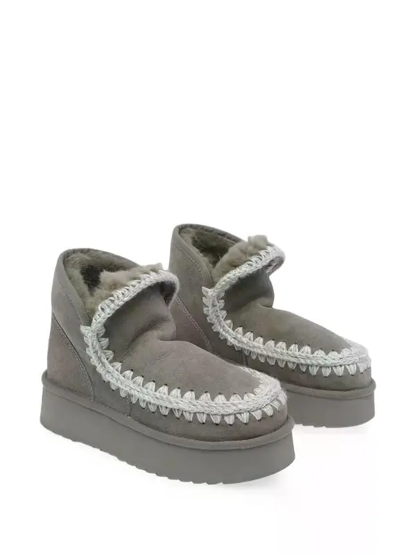 Mou Crochet-trim Sheepskin Platform Snow Boots