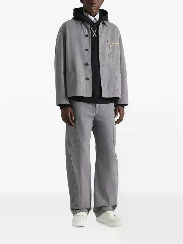 Givenchy Jacket In Herringbone Denim Embroidered Paris