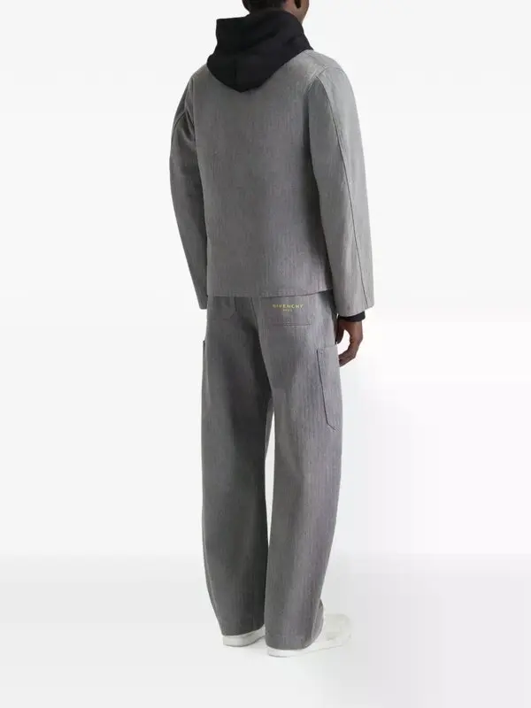 Givenchy Jacket In Herringbone Denim Embroidered Paris
