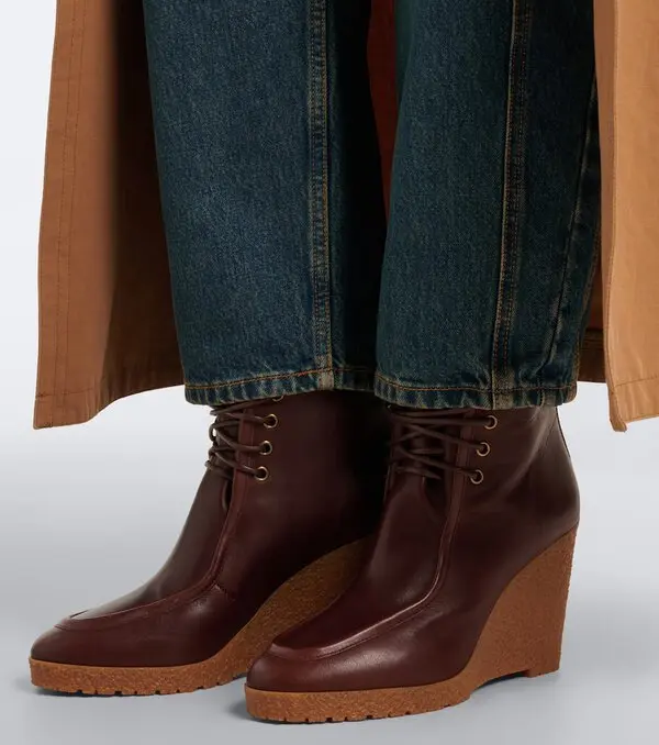 Isabel Marant Étoile Cylia Leather Wedge Ankle Boots