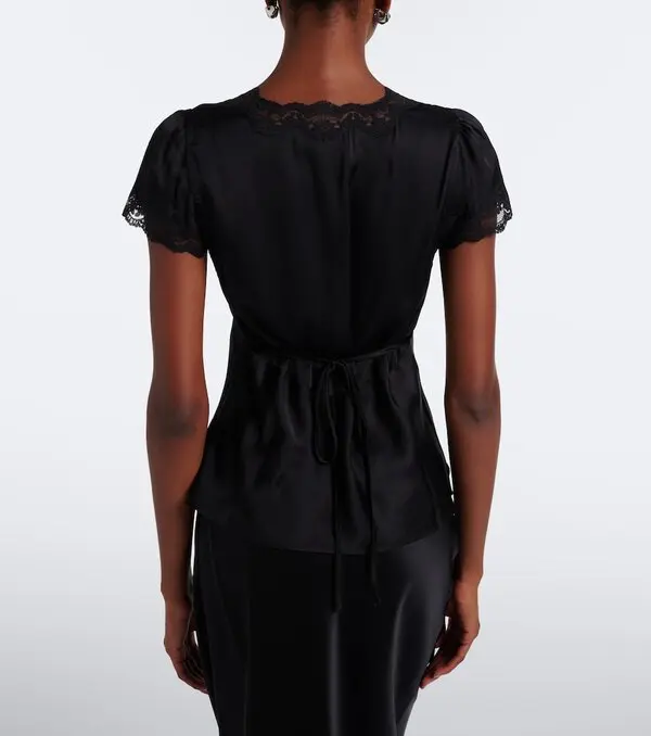 Rixo Karia Lace-trimmed Satin Top