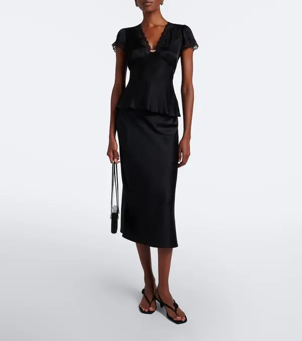Rixo Karia Lace-trimmed Satin Top