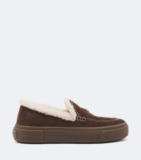 Hogan H705 Shearling-lined Suede Loafers