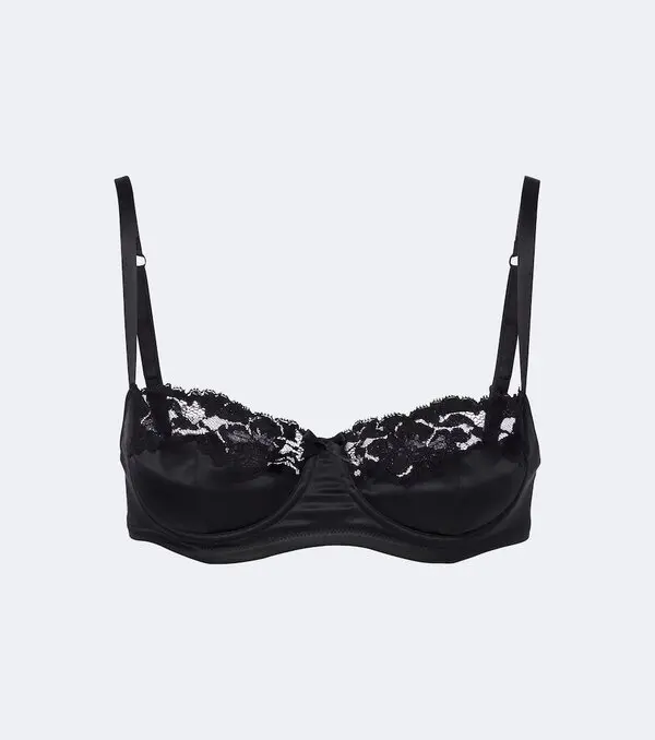 Dolce & Gabbana Lace-trimmed Silk-blend Satin Bra