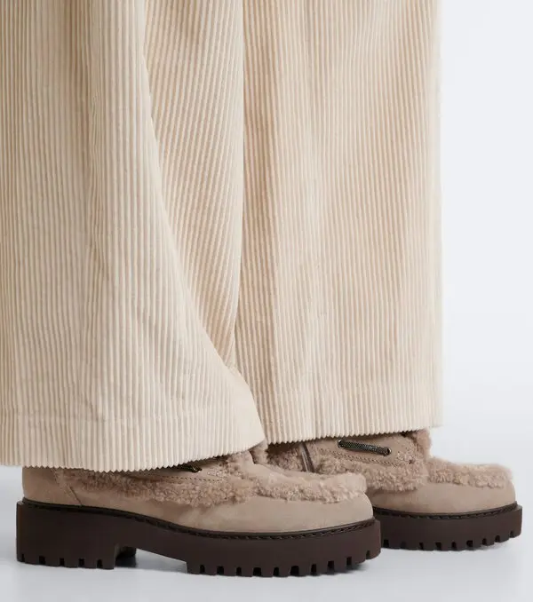 Brunello Cucinelli Monili Shearing-lined Suede Lace-up Boots