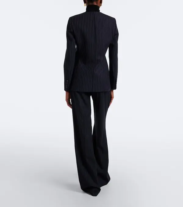 NILI LOTAN Bethany Pinstriped Wool Flared Pants