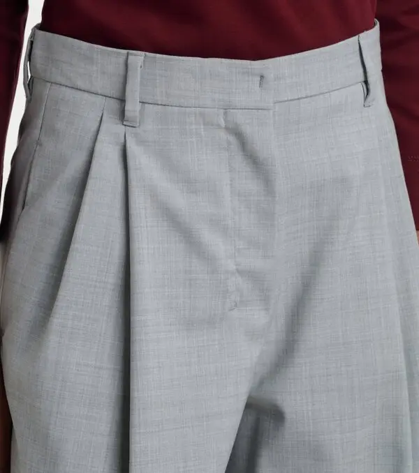 Max Mara Wide-leg Pleated Virgin Wool Pants