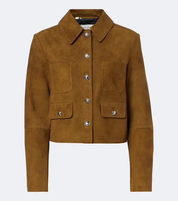Altuzarra Astley Cropped Suede Jacket - Brown