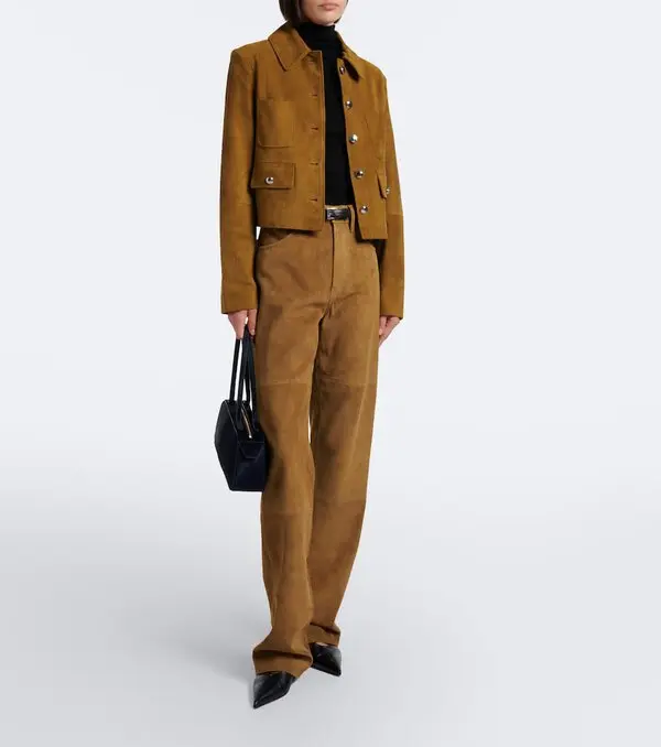 Altuzarra Astley Cropped Suede Jacket - Brown