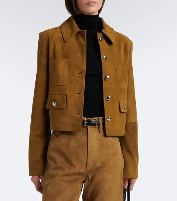 Altuzarra Astley Cropped Suede Jacket - Brown