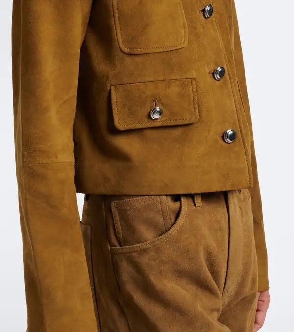 Altuzarra Astley Cropped Suede Jacket - Brown