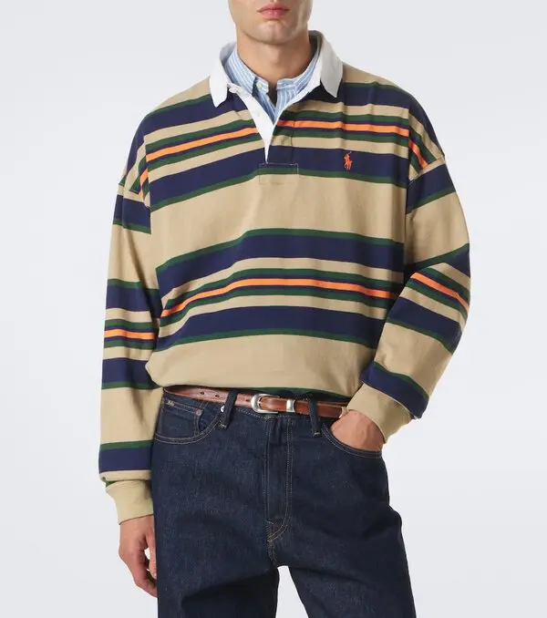 Polo Ralph Lauren Striped Cotton Jersey Polo Sweater
