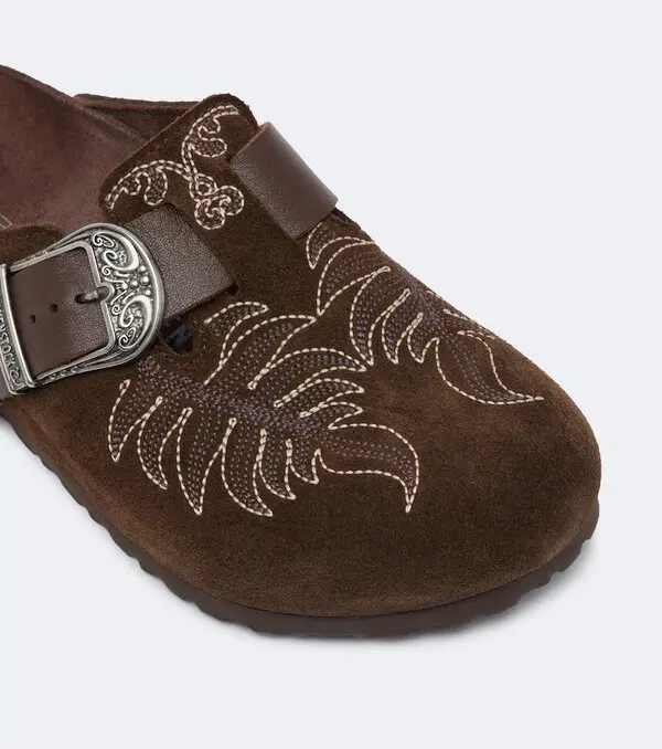 Etro X Birkenstock Boston Embroidered Suede Clogs