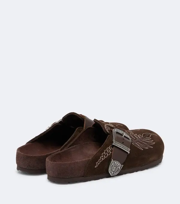 Etro X Birkenstock Boston Embroidered Suede Clogs