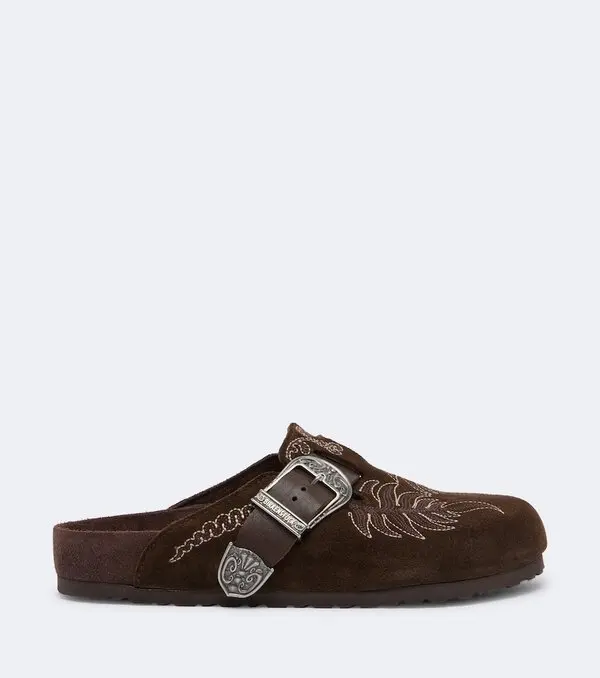 Etro X Birkenstock Boston Embroidered Suede Clogs