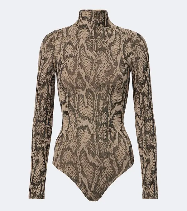 Wolford Snake-print Jacquard Bodysuit
