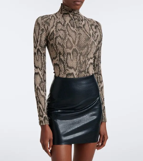 Wolford Snake-print Jacquard Bodysuit
