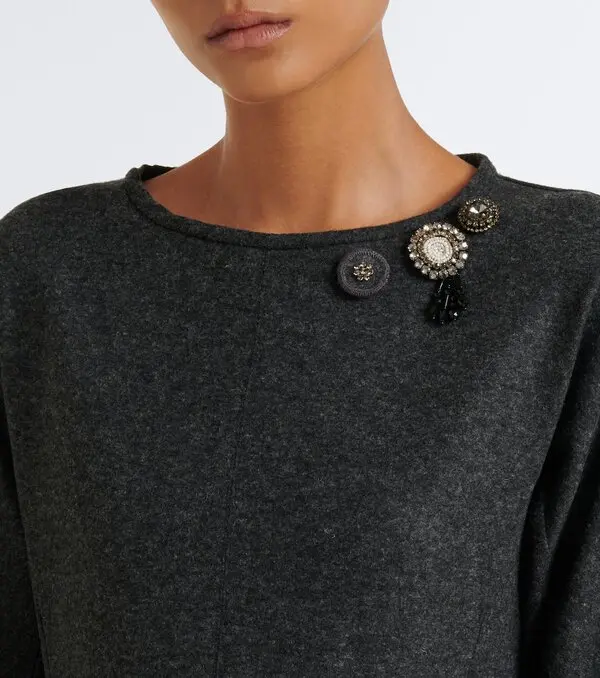 Max Mara Embellished Melange Maxi Dress