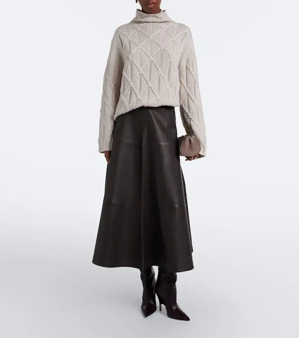 Altuzarra Varda Leather Midi Skirt