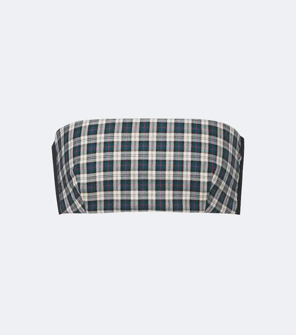 Dries Van Noten Plaid Cotton Flannel Bandeau Top