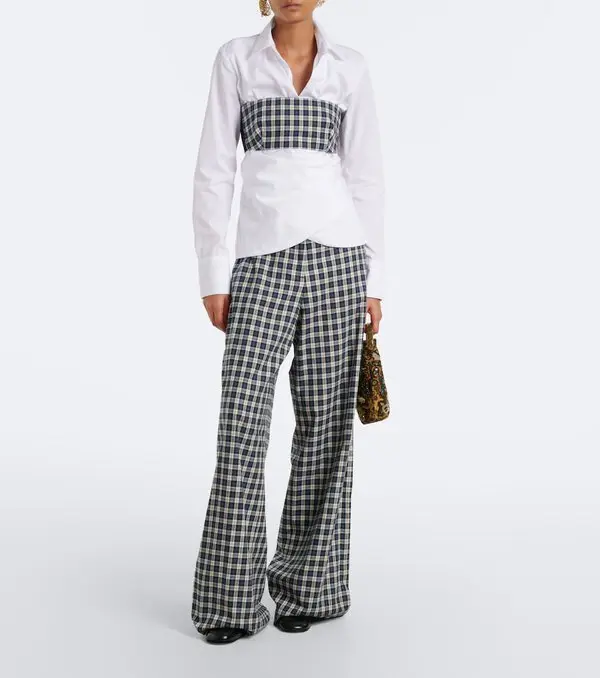 Dries Van Noten Plaid Cotton Flannel Bandeau Top
