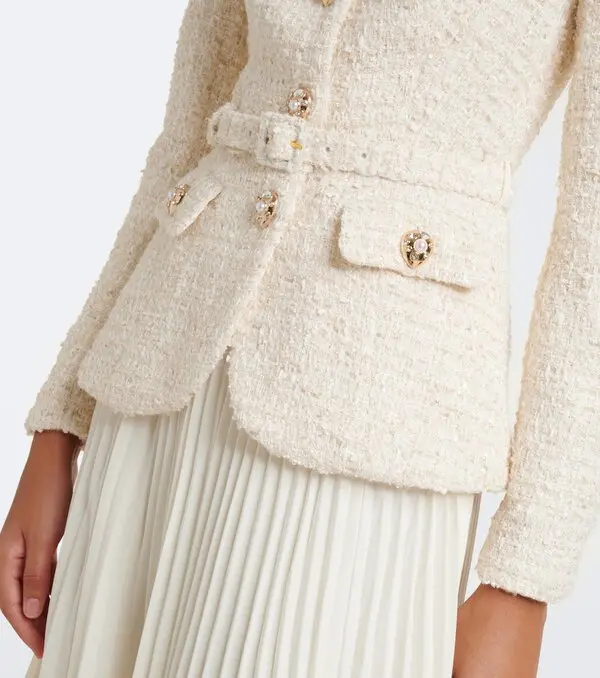 SELF-PORTRAIT Belted Boucle Blazer Dress