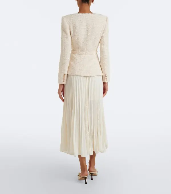 SELF-PORTRAIT Belted Boucle Blazer Dress