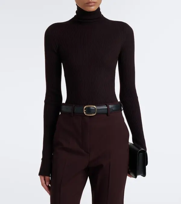 Sportmax Ribbed-knit Virgin Wool Turtleneck Sweater