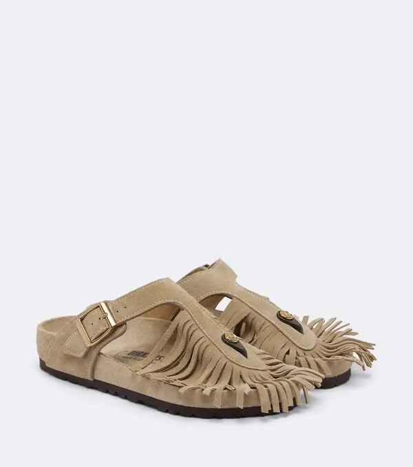 Etro X Birkenstock Gizeh Fringed Suede Sandals