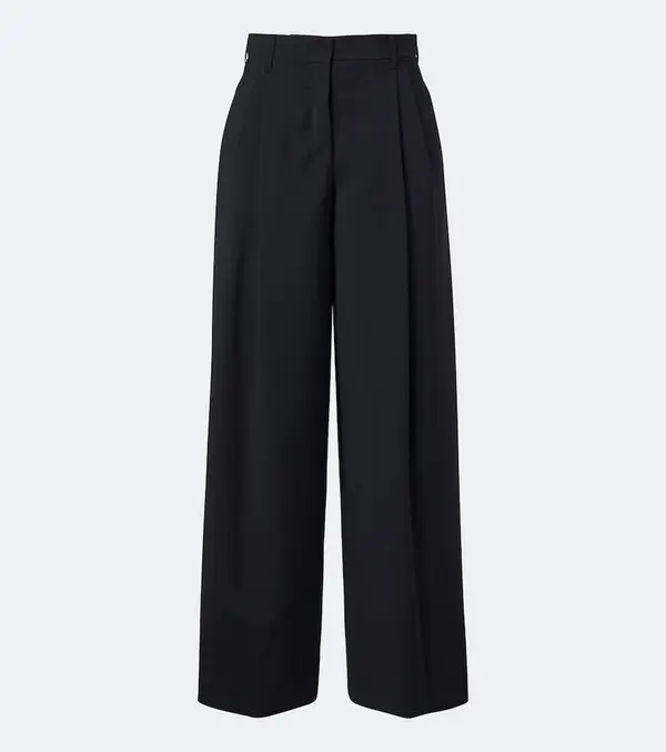 Max Mara Wide-leg Pleated Virgin Wool Pants