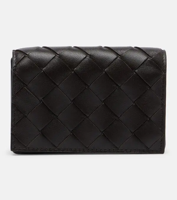 Bottega Veneta Intrecciato Leather Card Holder - Brown