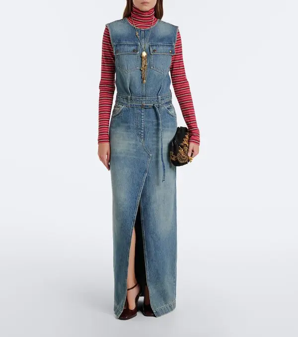 Dries Van Noten Denim Faded Maxi Dress