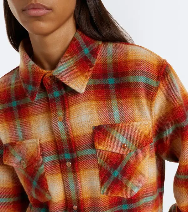 GOD'S TRUE CASHMERE Red Sun Shadow Plaid Cashmere Shirt