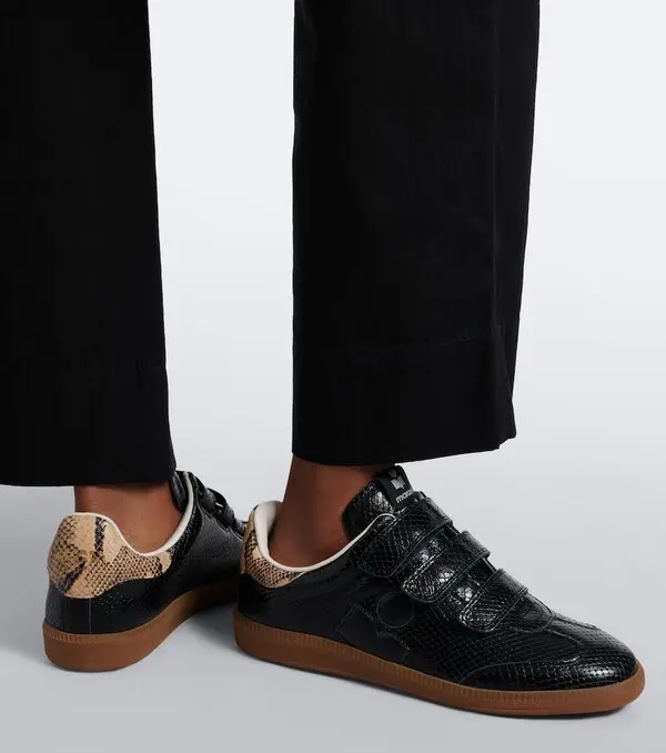 Isabel Marant Étoile Beth Snake-effect Leather Sneakers - Black