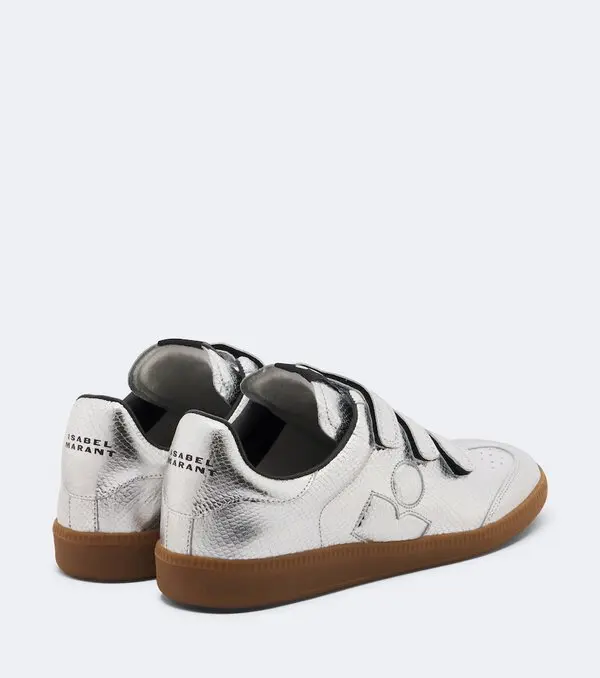 Isabel Marant Étoile Beth Metallic Leather Sneakers - Silver