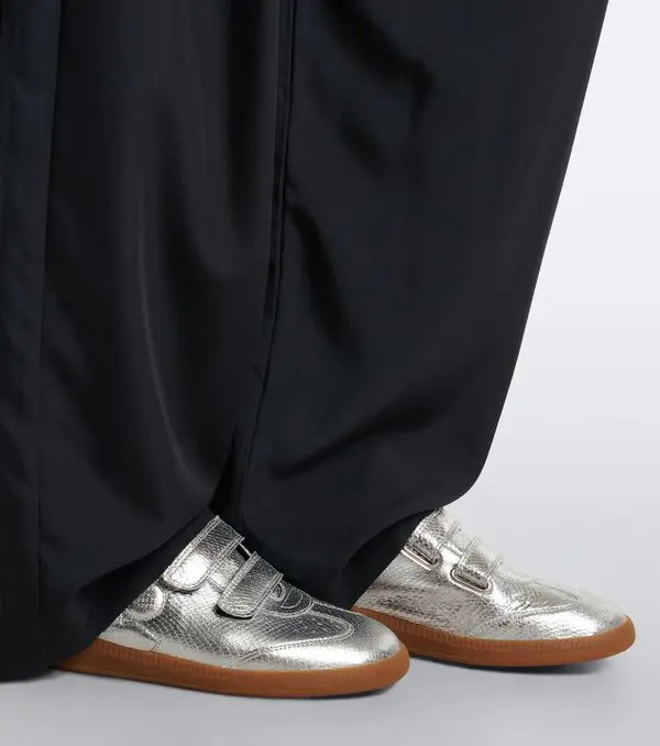 Isabel Marant Étoile Beth Metallic Leather Sneakers - Silver
