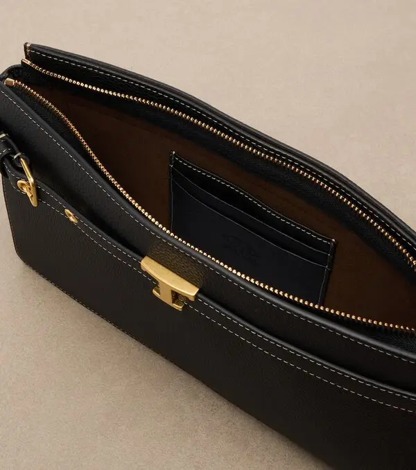 TOD'S T Signature Small Leather Clutch