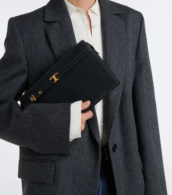 TOD'S T Signature Small Leather Clutch