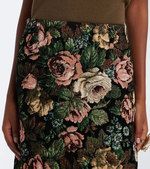 Dries Van Noten Floral Jacquard Midi Skirt