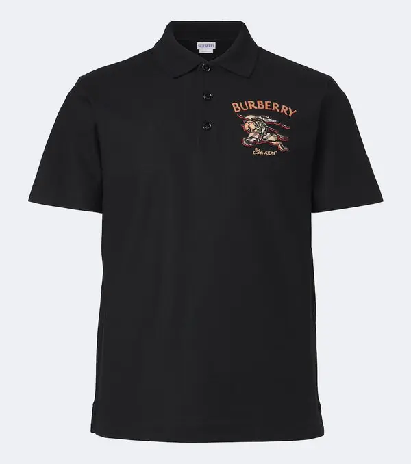 Burberry Ekd Cotton Pique Polo Shirt - Black