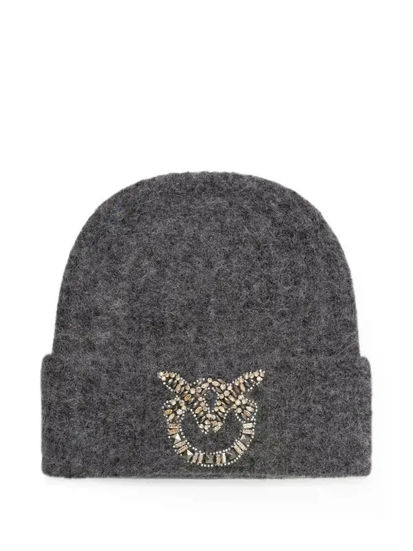 Pinko Love Birds Crystal-embellished Beanie Hat