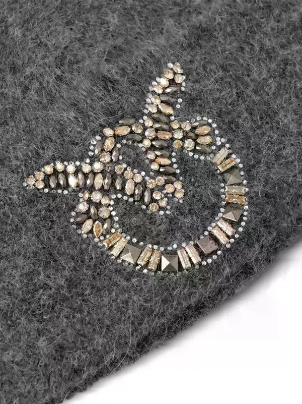 Pinko Love Birds Crystal-embellished Beanie Hat - Grey