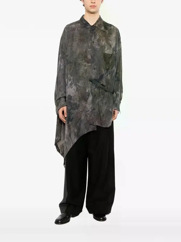 ZIGGY CHEN Abstract-print Asymmetric Shirt