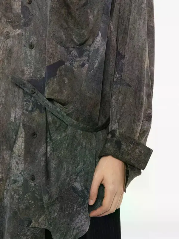 ZIGGY CHEN Abstract-print Asymmetric Shirt
