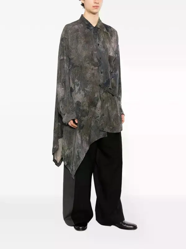 ZIGGY CHEN Abstract-print Asymmetric Shirt