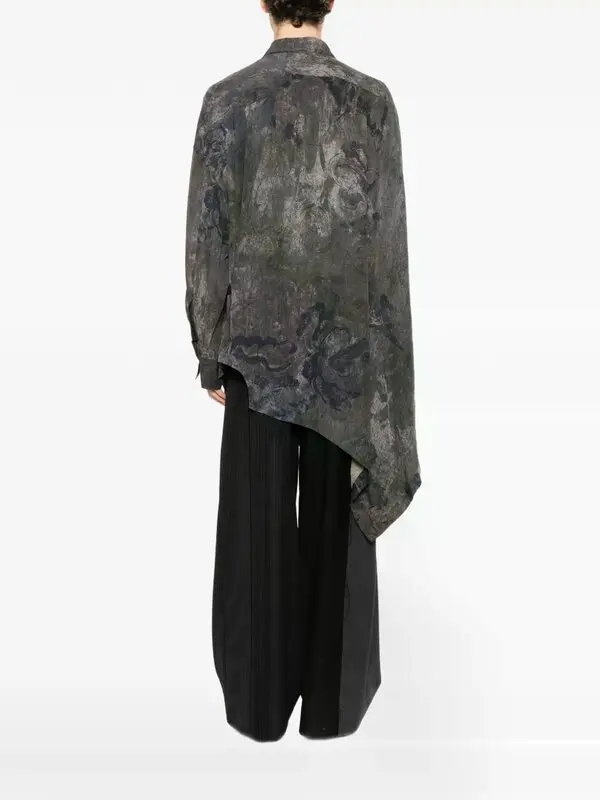 ZIGGY CHEN Abstract-print Asymmetric Shirt